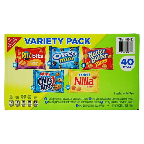 Nabisco Cookies & Crackers Variety Pack, 1 oz, 40-Count – Assorted ...