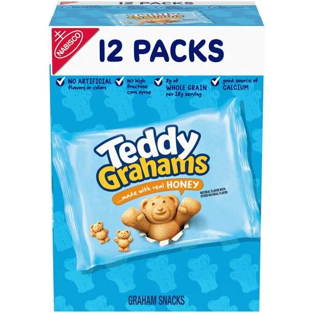 Teddy Grahams Honey Graham Snacks, 12 Snack Packs - Walmart Business ...