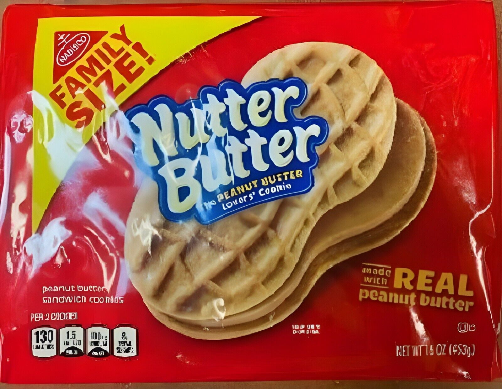 Nabisco Nutter Butter Family Size Peanut Butter Sandwich Cookies 16 oz ...