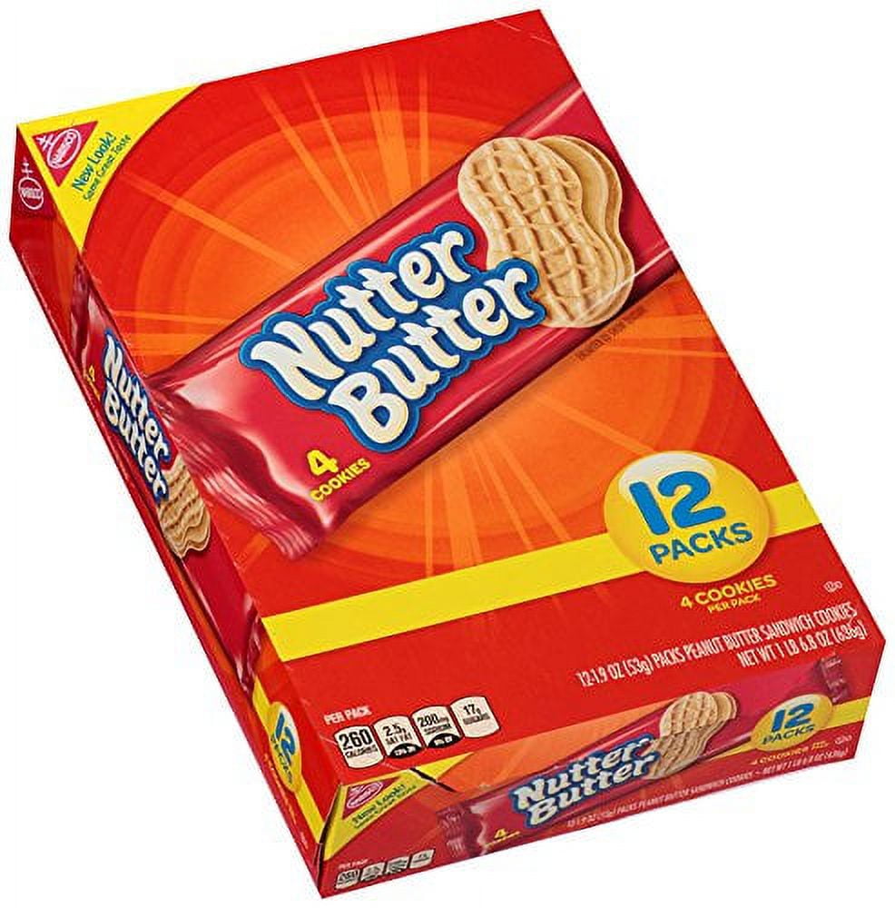 Nabisco, Nutter Butter, Peanut Butter Sandwich Cookies, 12 Count, 16.7oz Box (Pack of 2 ...