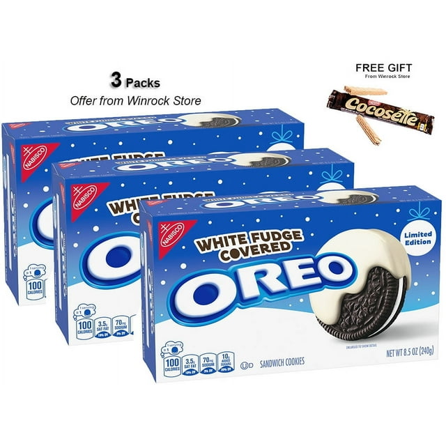 Nabisco OREO White Fudge Covered Chocolate Sandwich Cookies, Limited Edition, 8.5 oz, (3 Packs ...