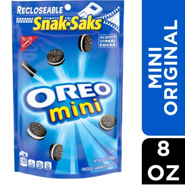 NABISCO OREO Mini Chocolate Sandwich Cookies Snak Saks 8 oz Bag - Walmart.com