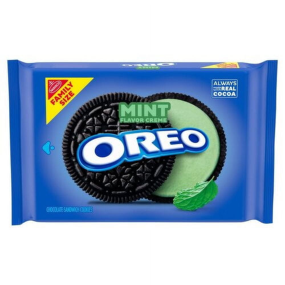 Nabisco Oreo Mint Flavor Creme Chocolate Sandwich Cookies Family Size, 1 lb 2.71 oz( pack of 1 ...
