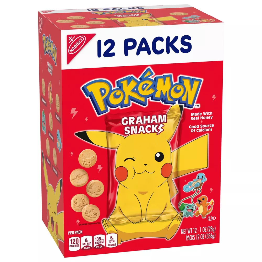 Nabisco Pokemon Pikachu Graham Snack Cookies for Kids - 12 Packs ...