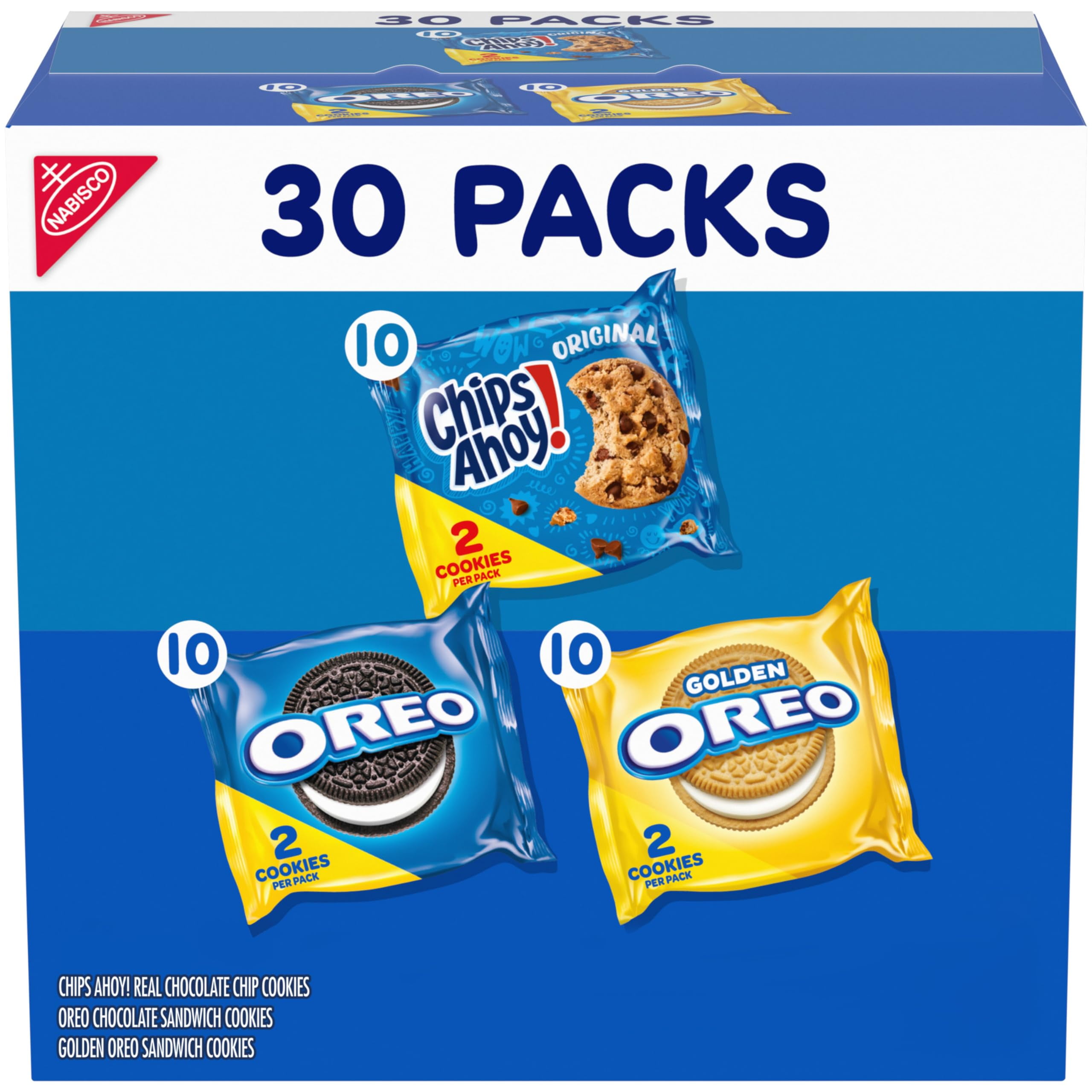 Nabisco Sweet Treats SCH4 Cookie Variety Pack OREO, OREO Golden & CHIPS AHOY!, 30 Snack Packs (2 ...