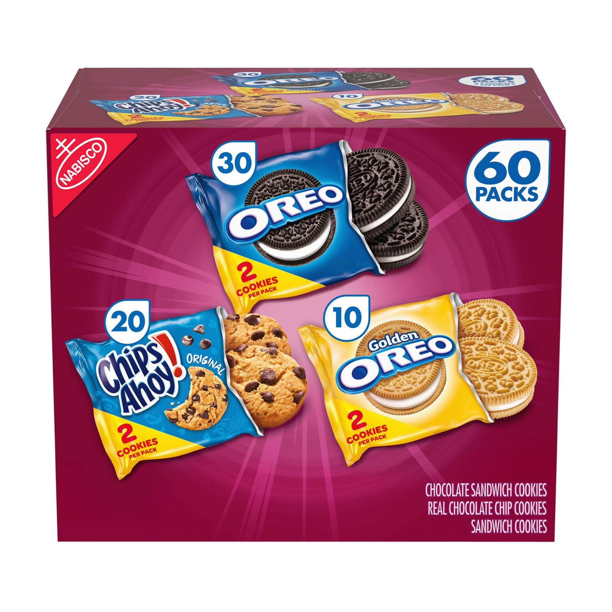 Nabisco Sweet Treats Variety Pack - Oreo, Golden Oreo, Chips Ahoy - 60 ...