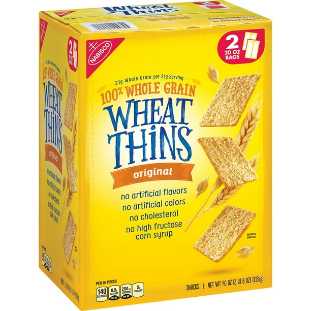 Nabisco Wheat Thins 100% Whole Grain Crackers, Original, 40 oz ...
