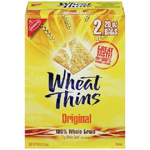 Nabisco Wheat Thins Crackers, Original, 20 oz Bag, 2 Bags/Pack, Ships ...