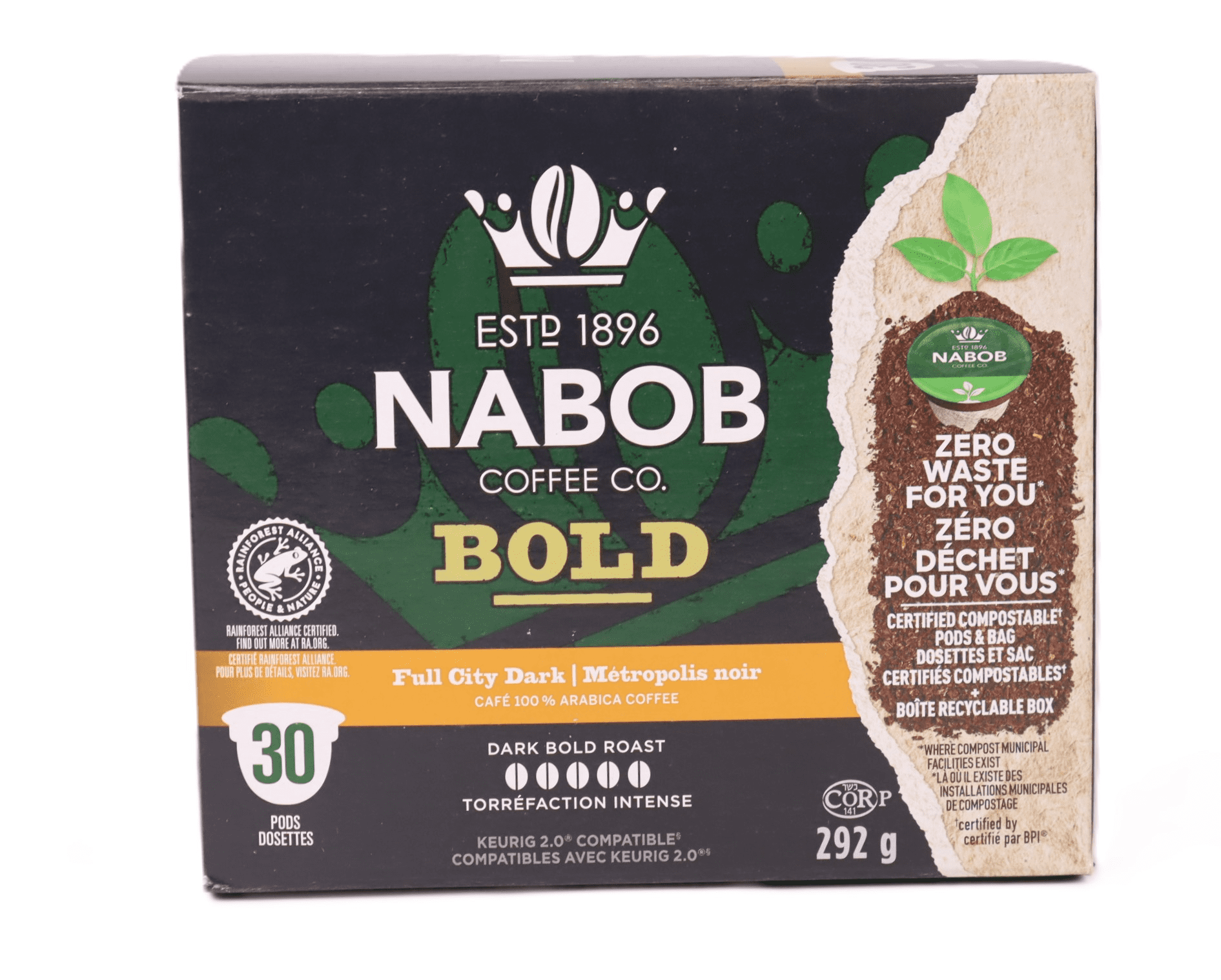 Nabob Full City Dark Coffee, 100% Compostable Pods, 4 Boxes of 30 Pods ...