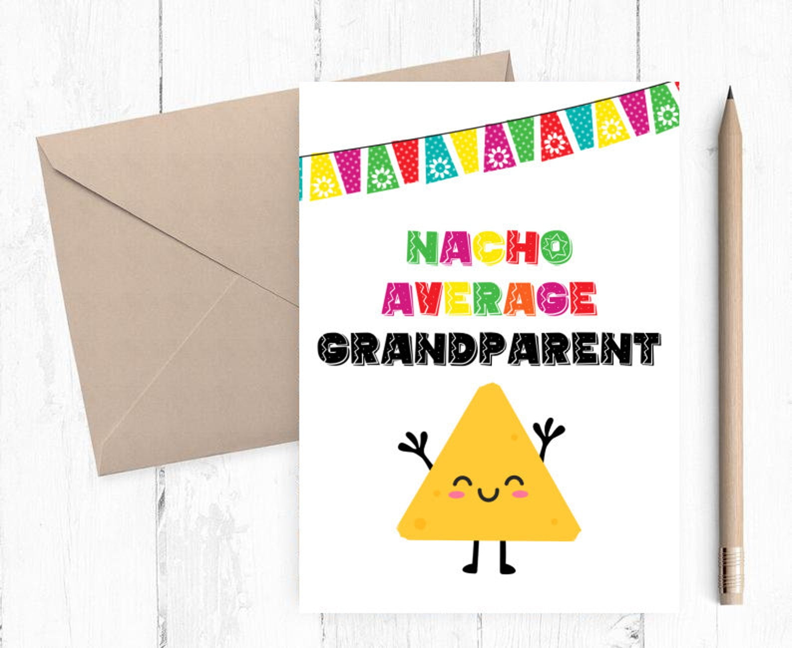 Nacho Average Grandparent Card – Fun & Colorful Greeting Card with Cute ...