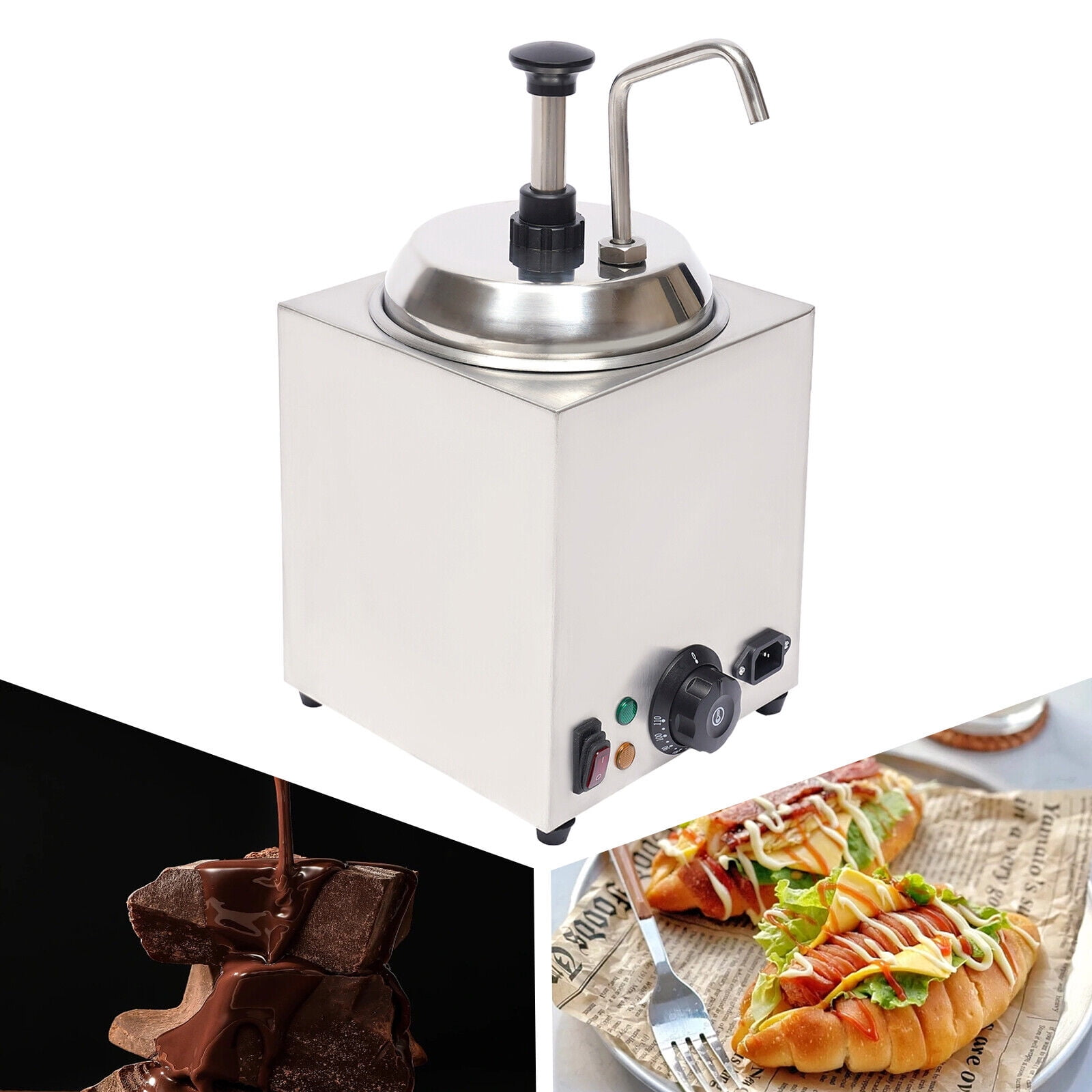 Nacho Cheese Dispenser Electric Warmer Pump Hot Fudge Melter Tank 800W ...
