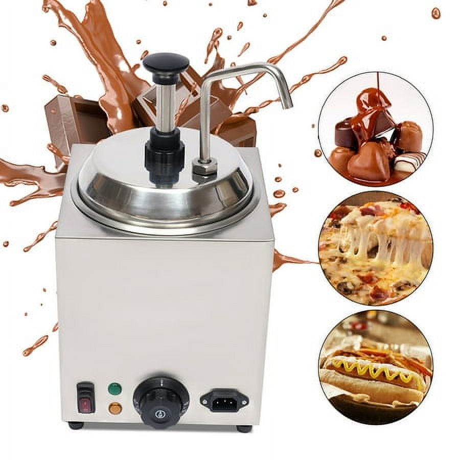 Nacho Cheese Dispenser w/Pump 2.6Qt Hot Fudge Caramel Warmer Stainless ...