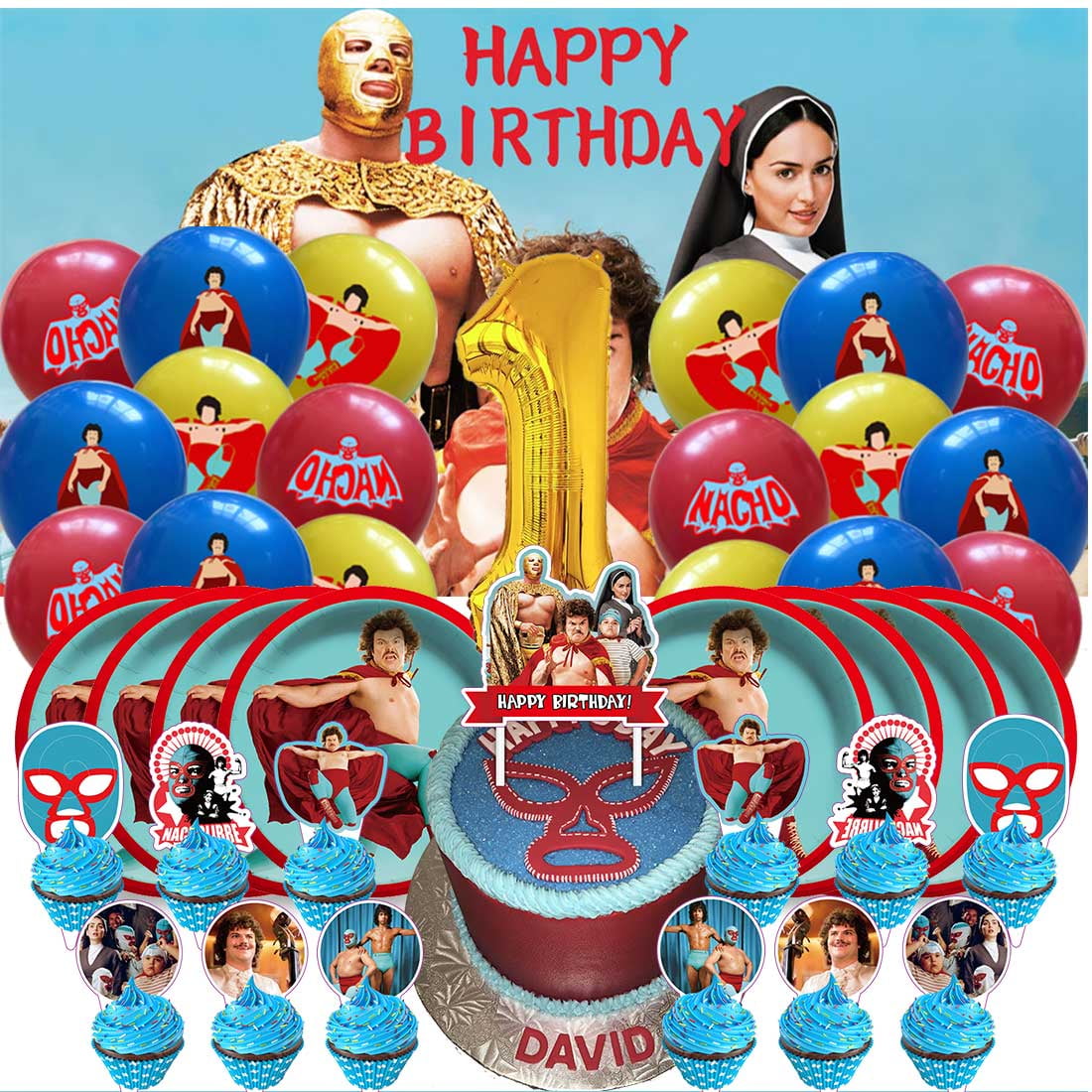 Nacho Libre Balloons Party Supplies 1st Decor Tableware Birthday Cake ...
