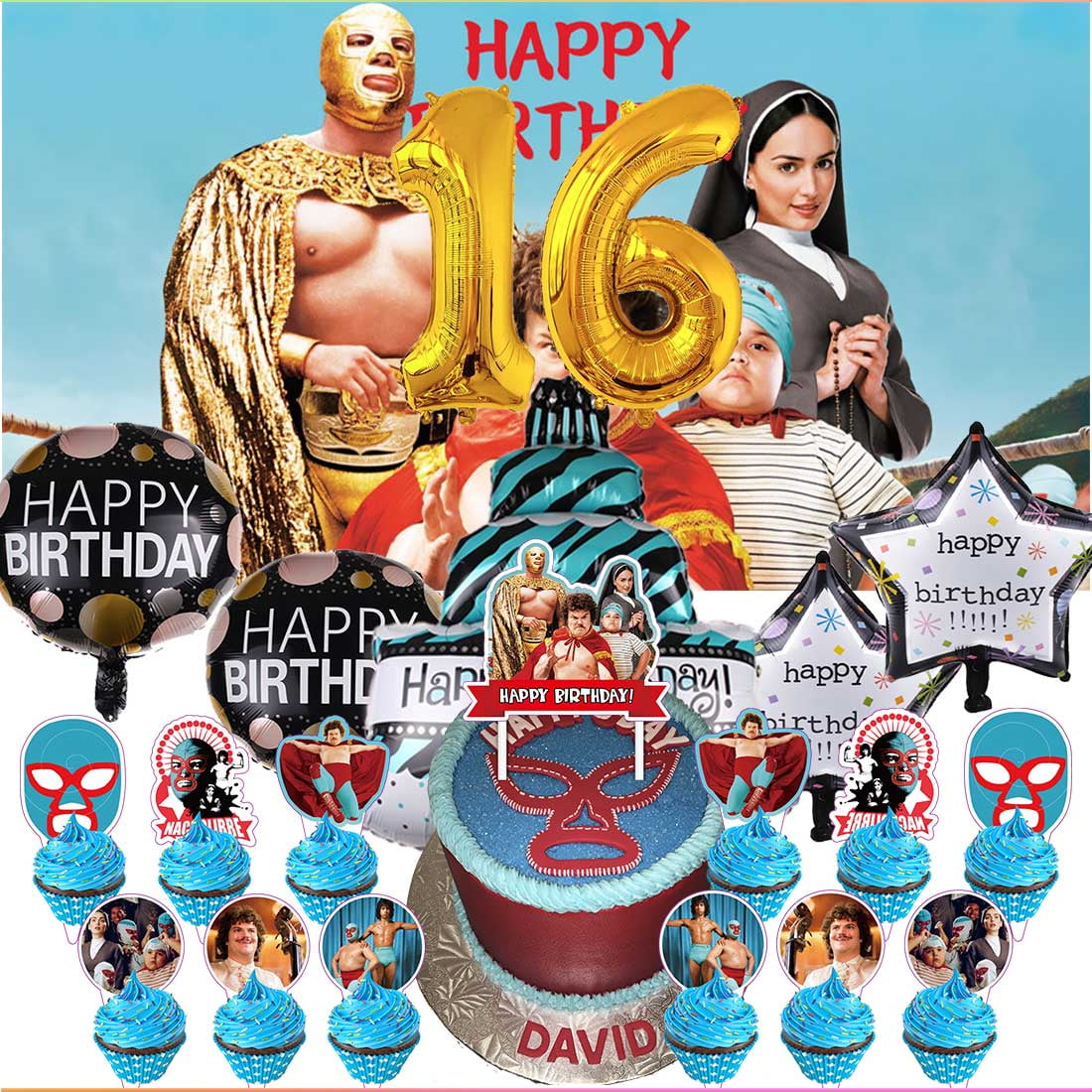 Nacho Libre Party Supplies Decor 16th Kit Balloons Birthday Cake Topper ...
