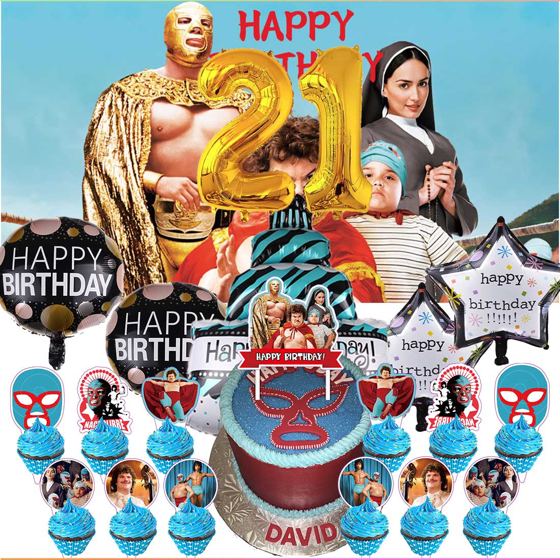 Nacho Libre Party Supplies Decor 21th Kit Balloons Birthday Cake Topper ...