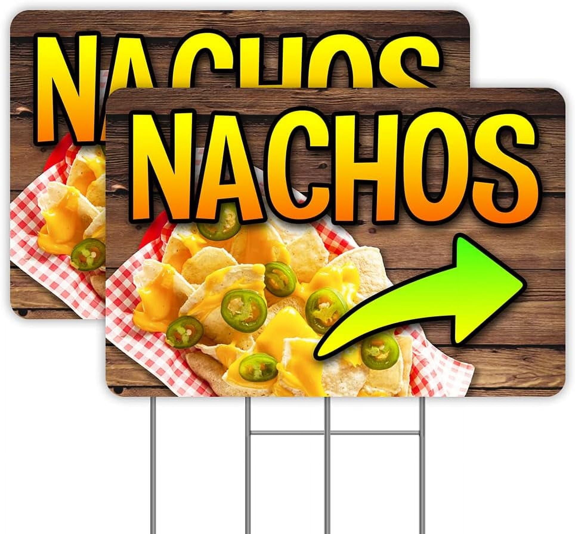 Nachos (Arrow) 2 Pack Double-Sided Yard Signs 16" x 24" with Metal ...