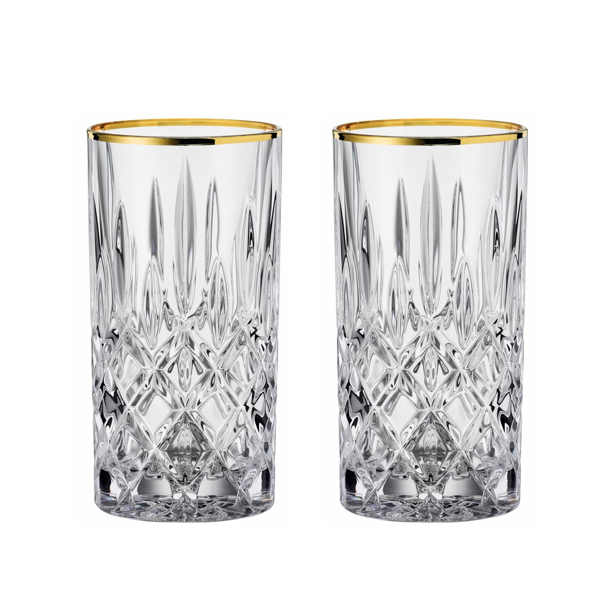 Nachtmann Noblesse Gold Collection Crystal Long Drink Glasses, Set of 2 ...