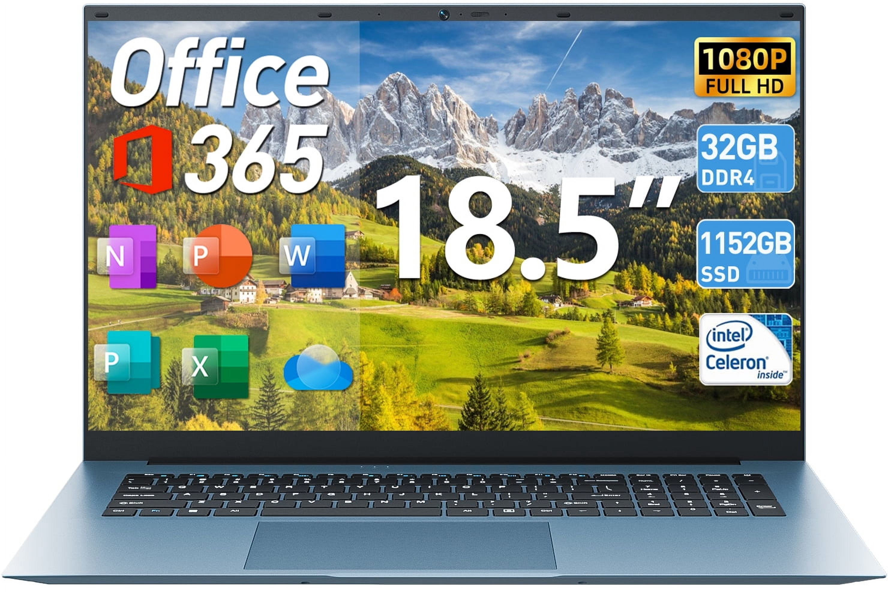 Naclud 18.5" Windows 11 Laptop 32GB DDR4 128+1024GB ROM Computer, 4 ...