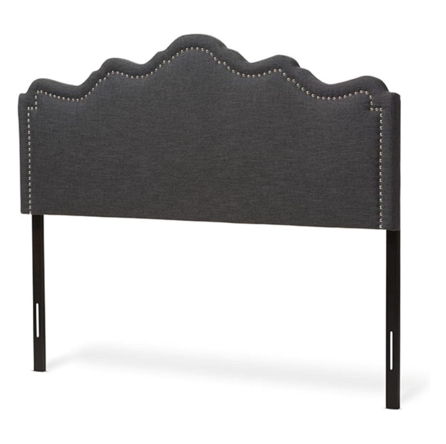 Nadeen Modern and Contemporary Dark Grey Fabric Full Size Headboard ...