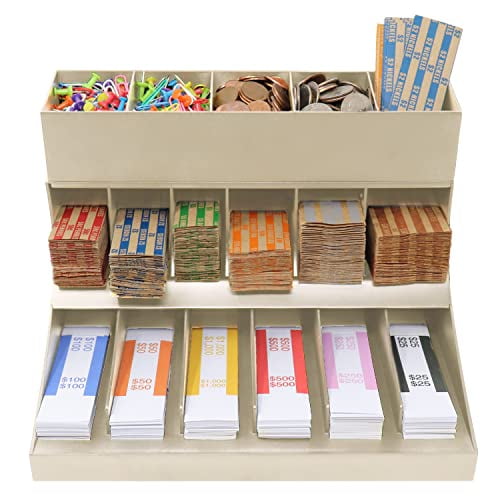 Nadex 3 Tier Coin and Cash Wrapper Organizer - 12 Compartment Currency ...