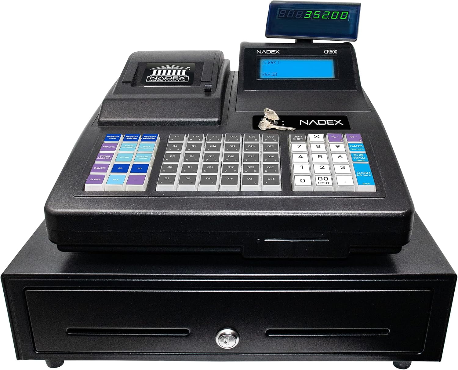 Nadex CR600 Cash Register, 9500 PLU Lookups 60 Dept 50 Clerks, 5 Bill 8 ...