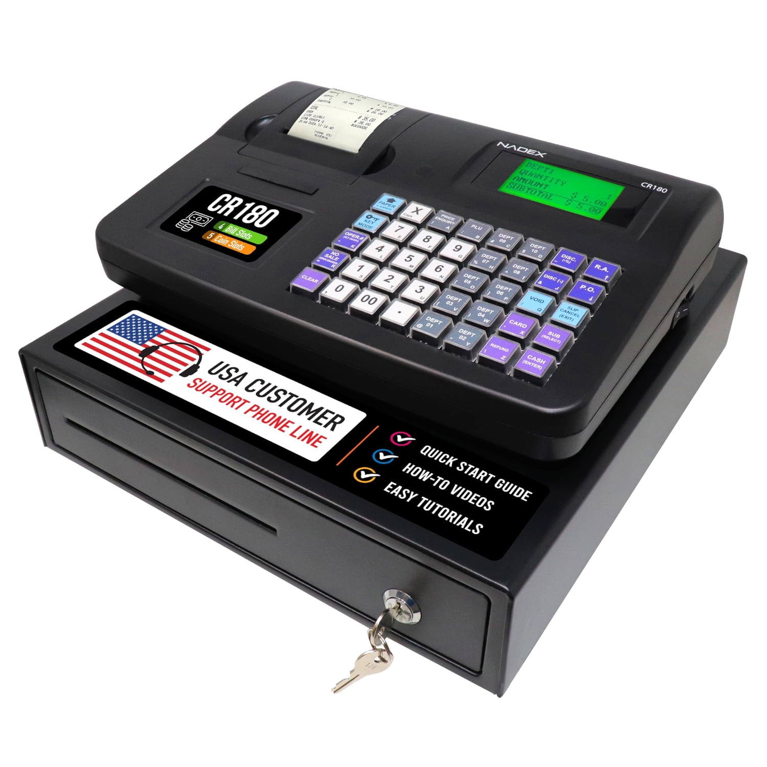 Nadex Coins CR180 Steel Cash Register with Coin Drawer, 6,800 PLUs and ...
