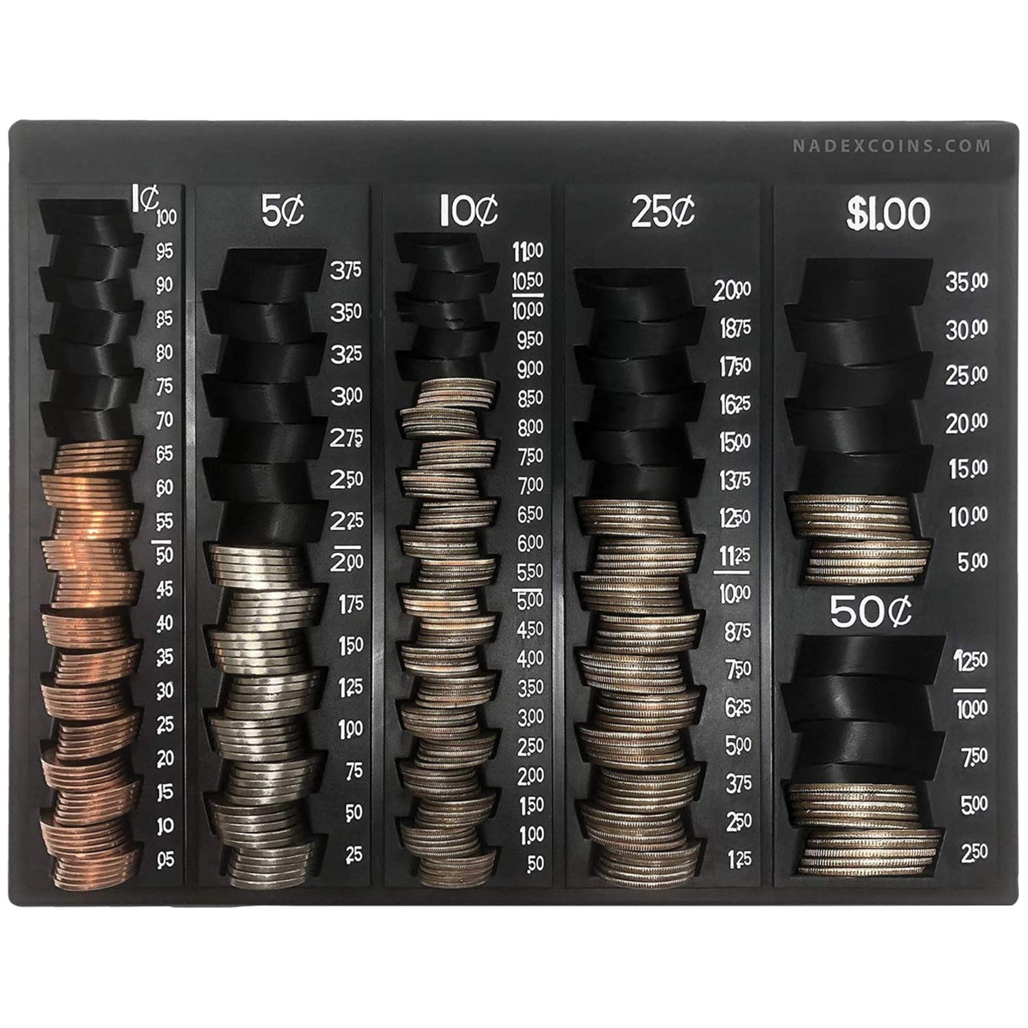 Nadex Coins 6-Compartment Coin Handling Tray (Black), NCS8-1122 ...