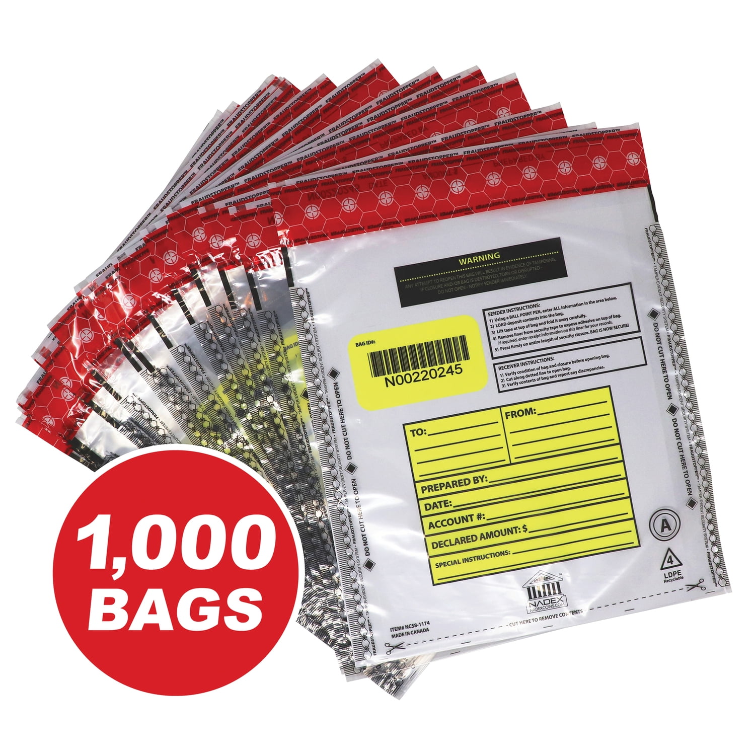 Nadex Coins Tamper-Evident 9-In. x 12-In. Clear FRAUDSTOPPER Bank ...