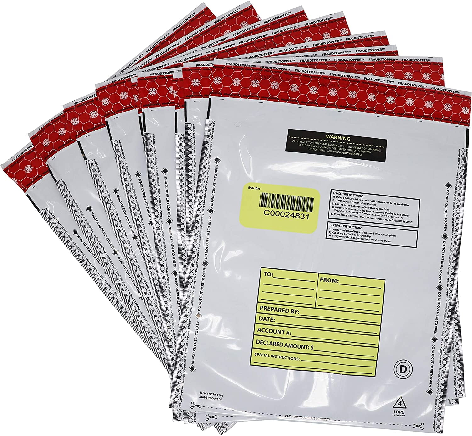 Nadex Tamper Evident Cash and Coin Bank Deposit Bags for Fraud ...