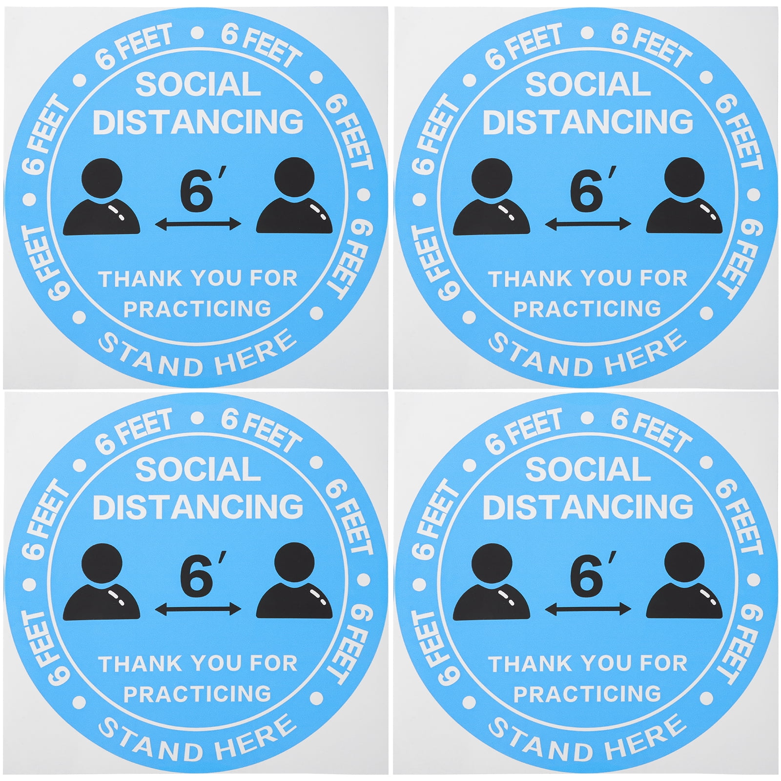 Nadi 4 Pcs PVC Floor Sign Round Sticker Back-adhesive Keeping Distance ...