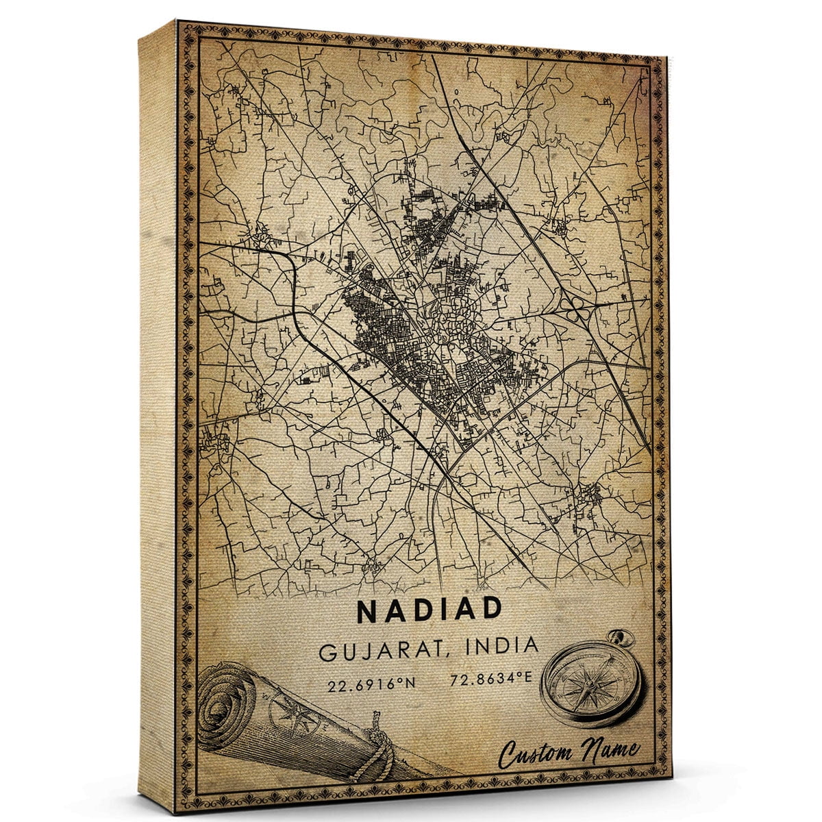 Nadiad Map Poster, India Map Art Poster, Canvas, Nadiad Map City ...