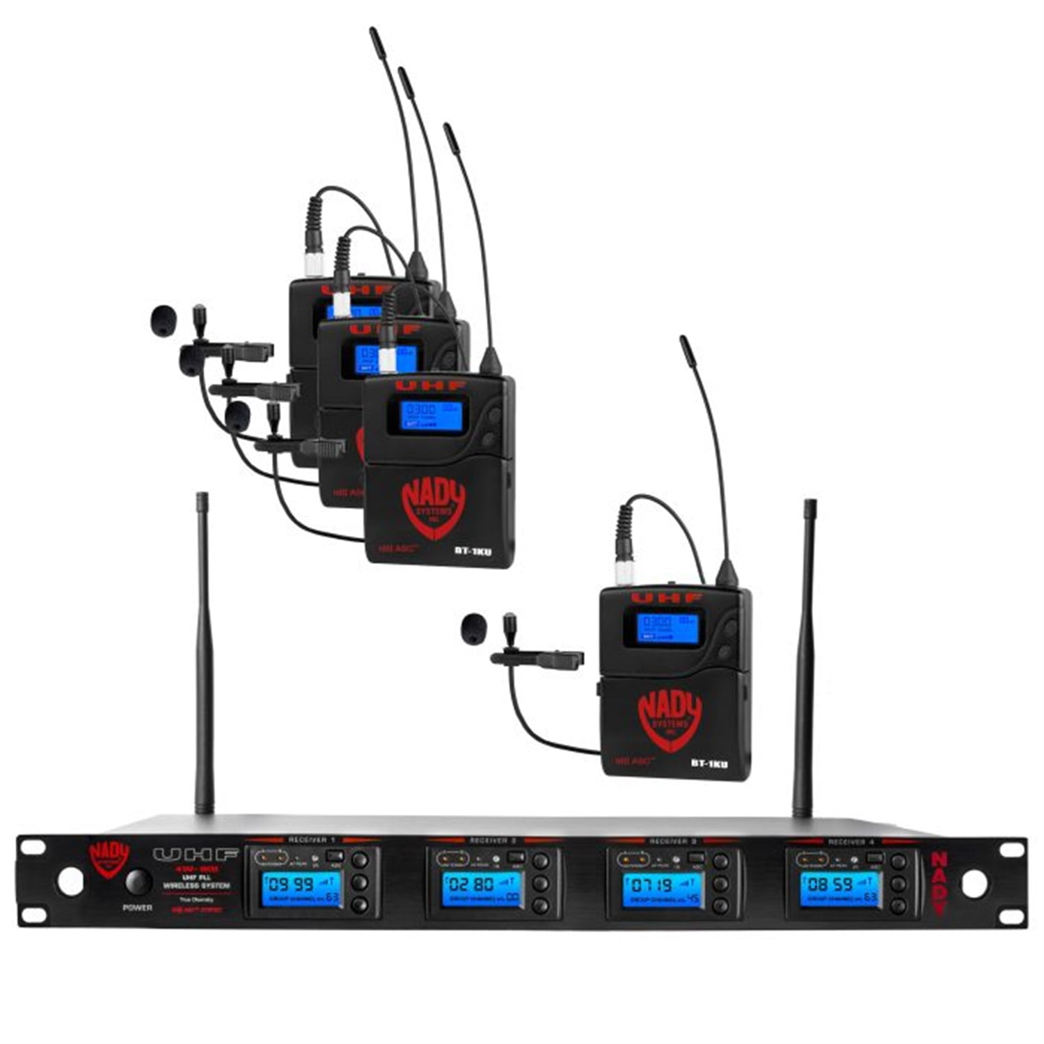 Nady 4W-1KU LT Quad UHF Wireless System - 1000-Channel with 4 Mics ...