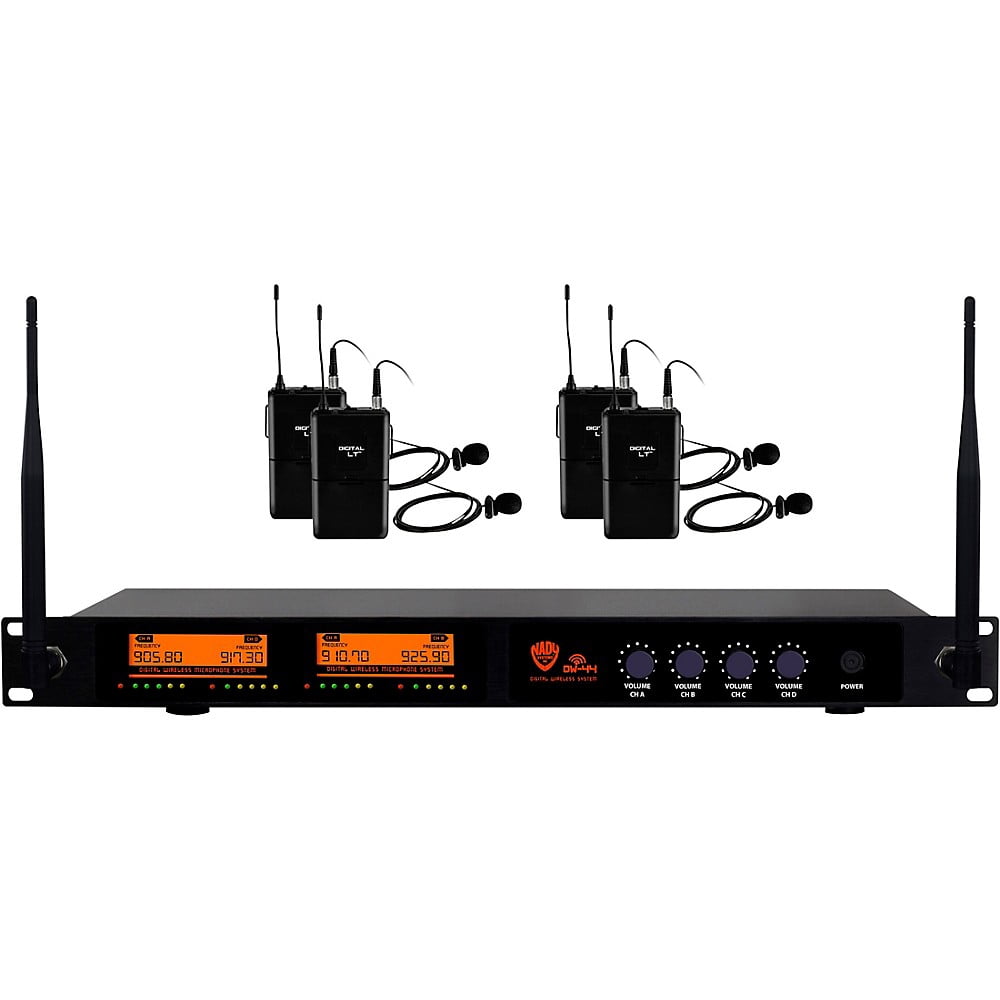 Nady DW-44 Quad Digital Wireless Lapel Microphone System, 48kHz 24-bit ...