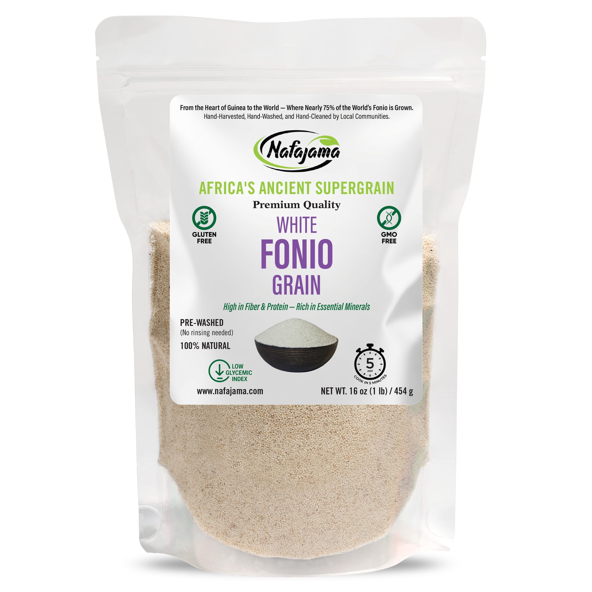 Nafajama Premium Gluten-Free White Fonio Grain | Pre-Washed Ancient ...