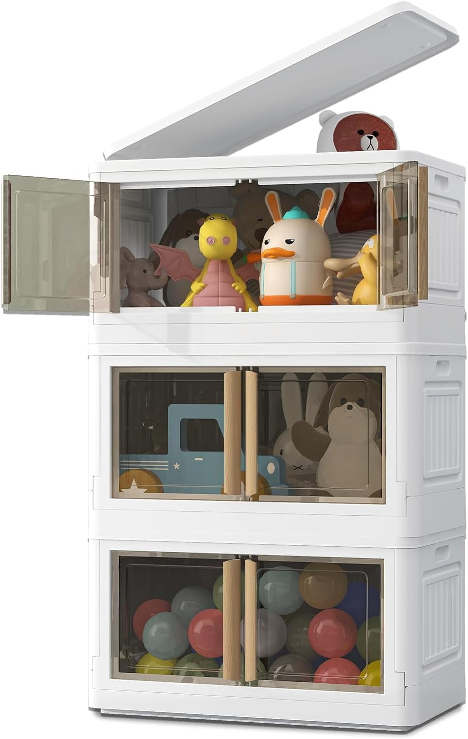 Nafenai Stackable Collapsible Storage Bins with lids - 3 Pack 8.5 ...