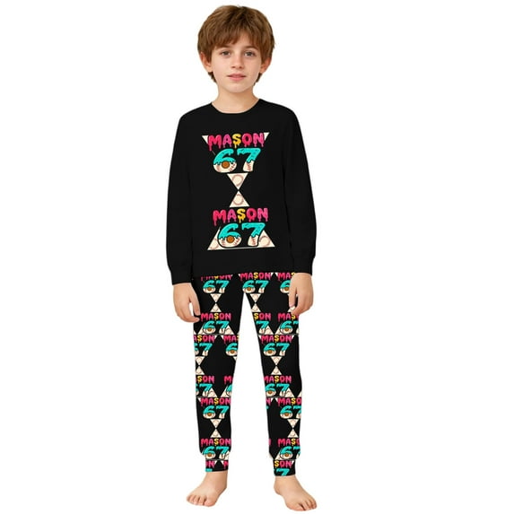 Nafuu Boys Outfits Set Crew Neck Long Sleeve Matching With Print ...