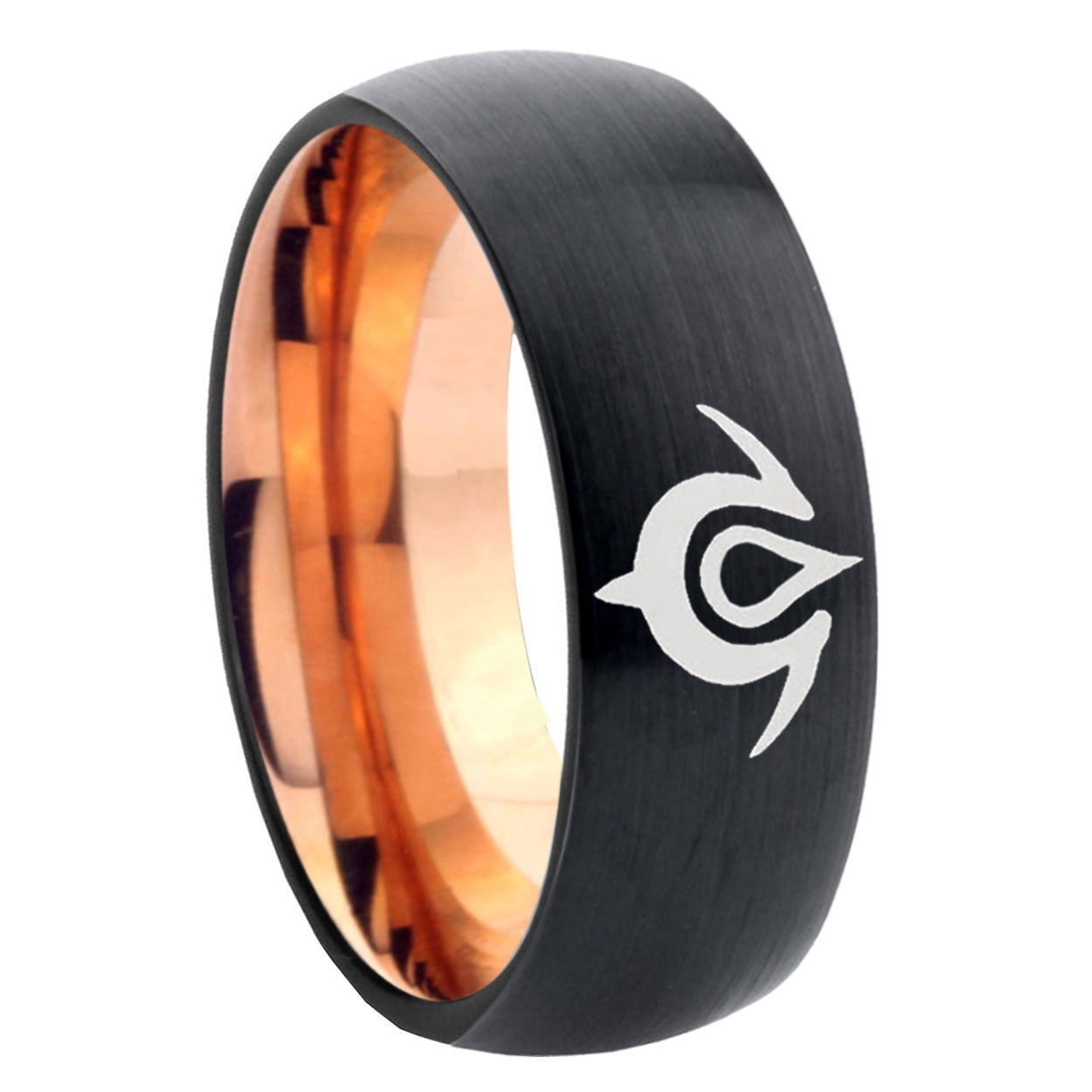 Naga 8MM Dome Black And Rose Gold Tungsten Wedding Ring - Walmart.com