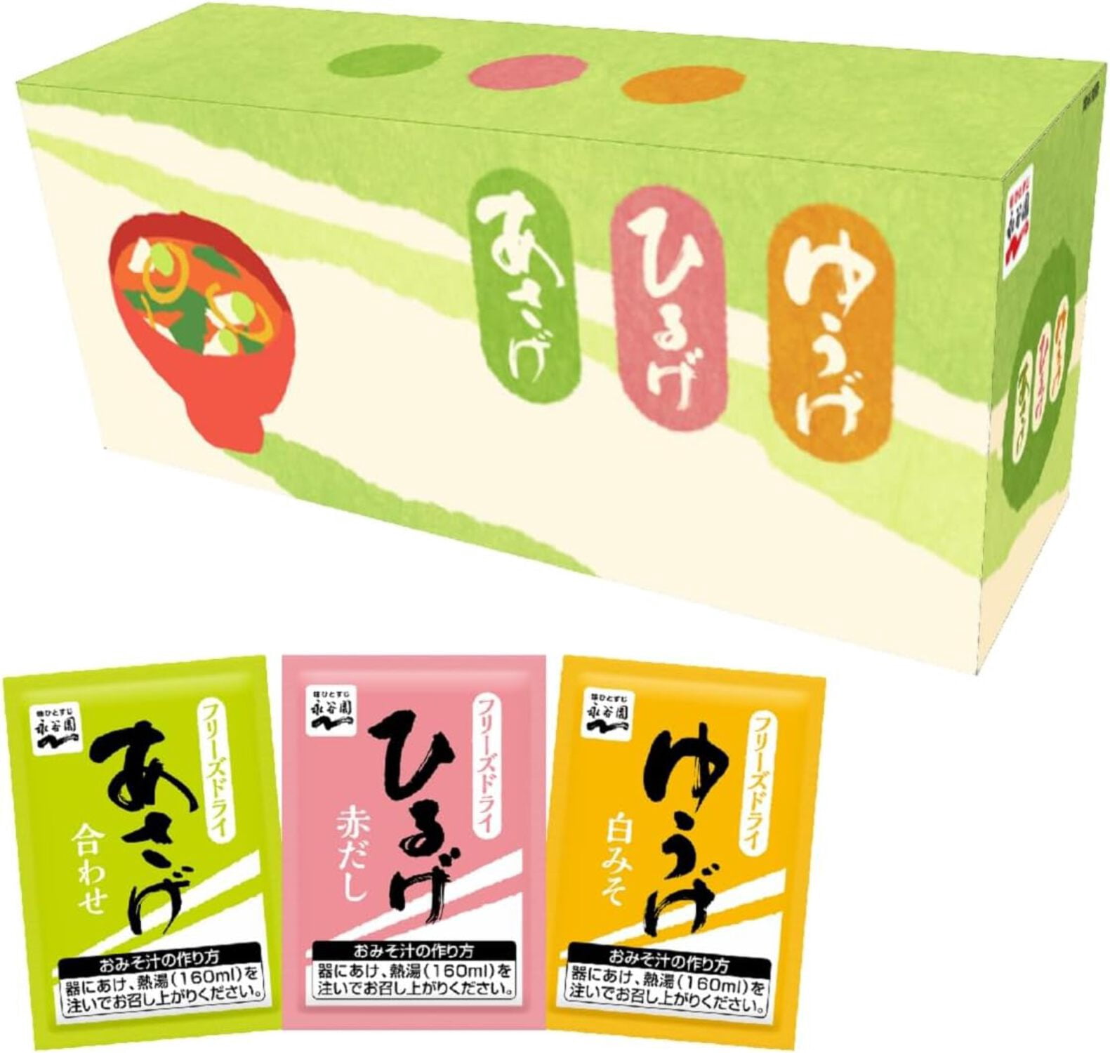 Nagatanien Miso Soup Asage Hiruge Yuge Assort Box (Powdered) Made in ...