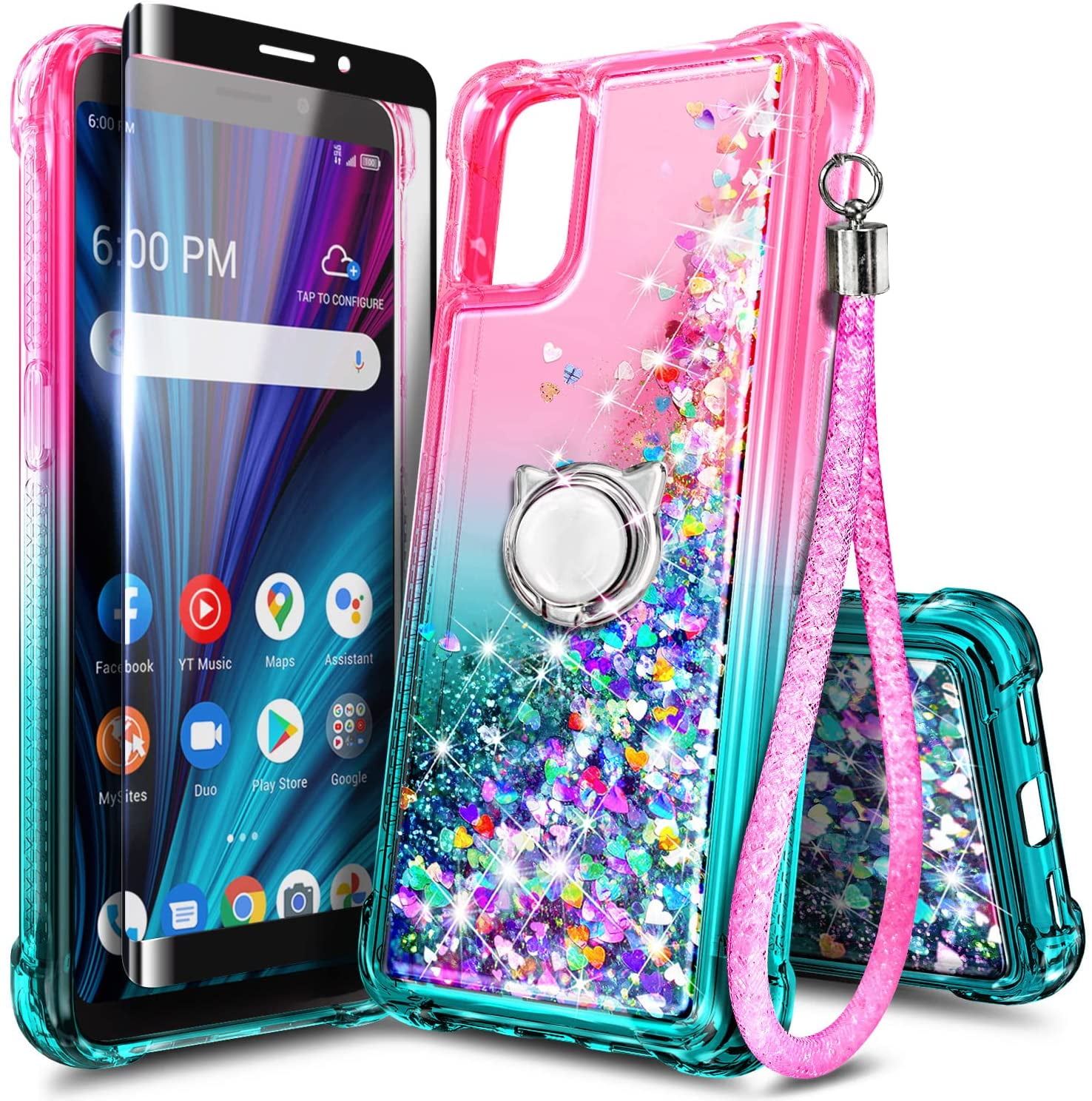 Nagebee Case for Alcatel TCL A3X (A600DL) with Tempered Glass Screen ...