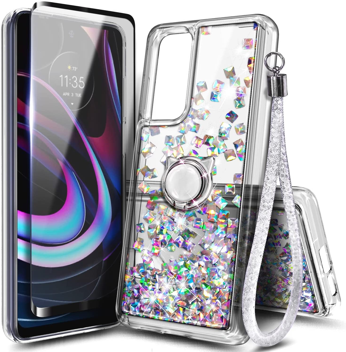 Nagebee Case for Motorola Moto Edge 5G UW, Moto Edge 2021 with Tempered ...