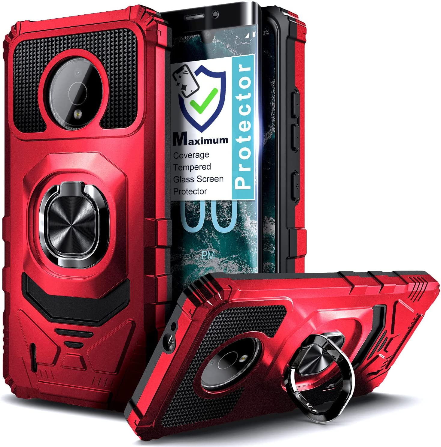 Nagebee Military Armor Case for Nokia C200, Full Coverage Tempered ...