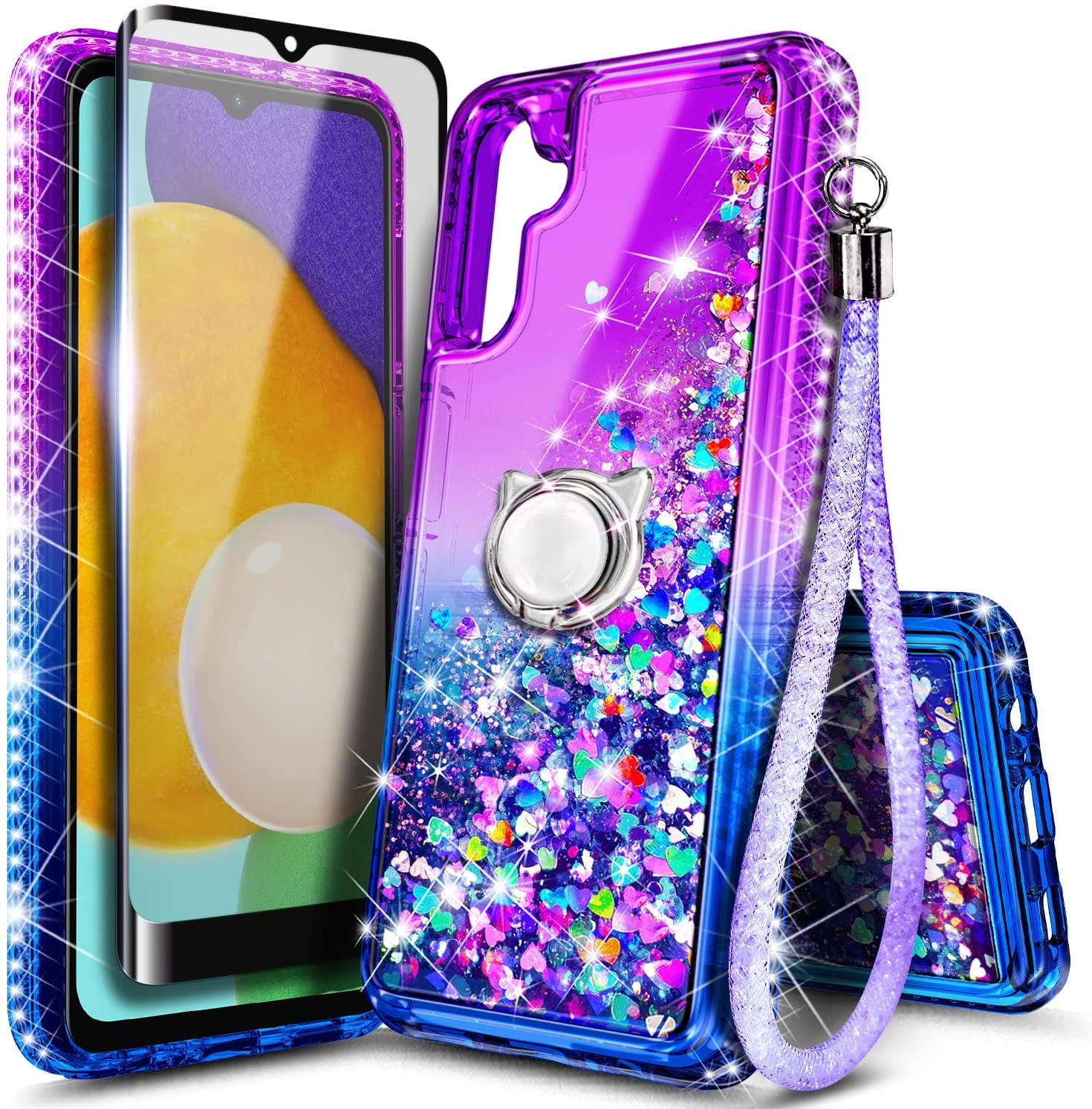 Nagebee Samsung Galaxy A13 5G Phone Case, Purple Blue Liquid Glitter ...