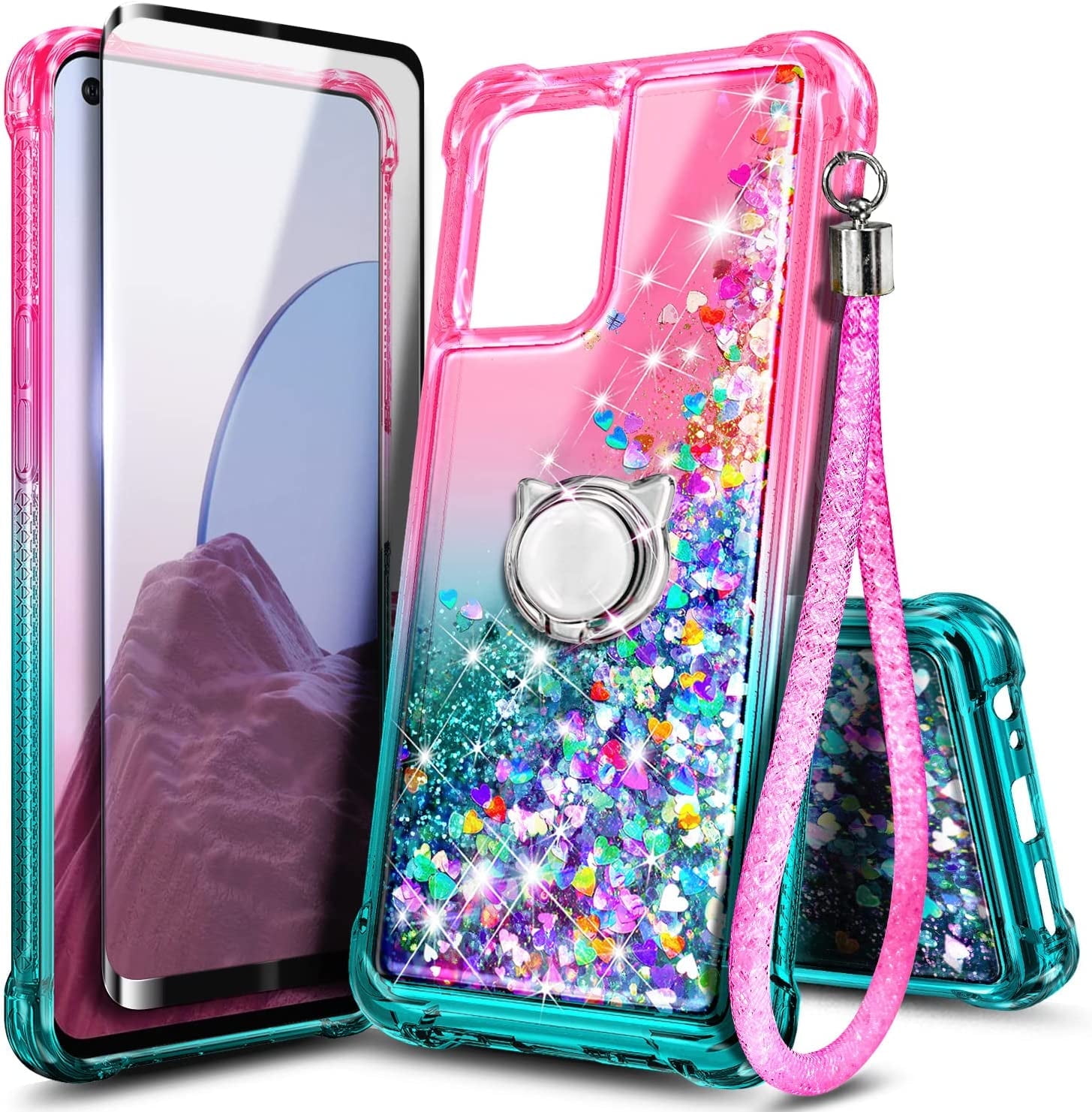 Nagebee Phone Case for REVVL 6 Pro 5G, Glitter Bling, Tempered Glass ...