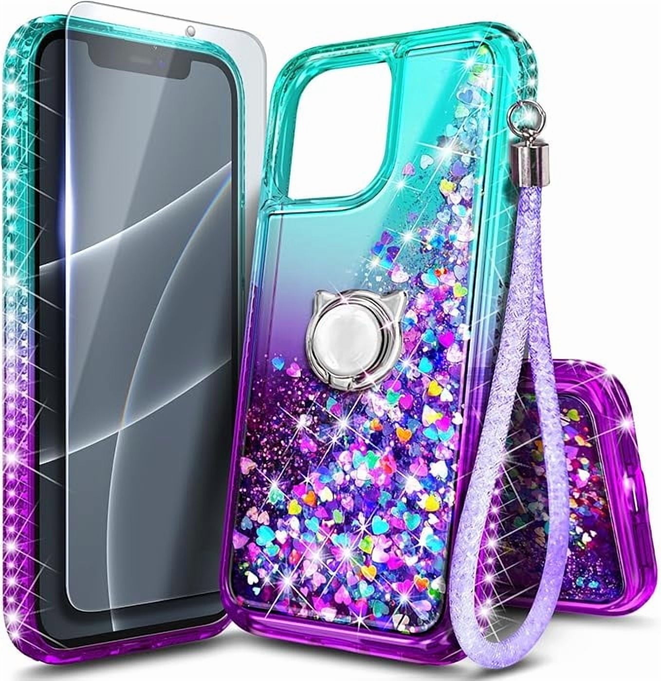 Nagebee Glitter Liquid Phone Case for iPhone 11, Tempered Glass ...