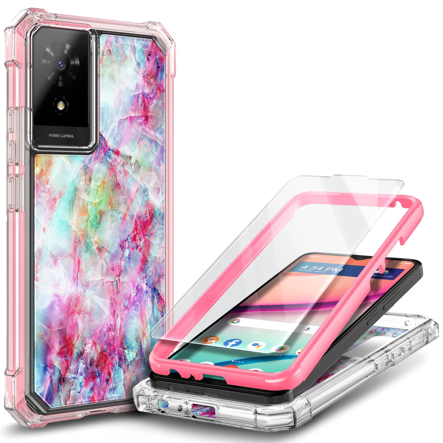 Nagebee Phone Case for TCL K24 T434D, Tempered Glass Screen Protector ...