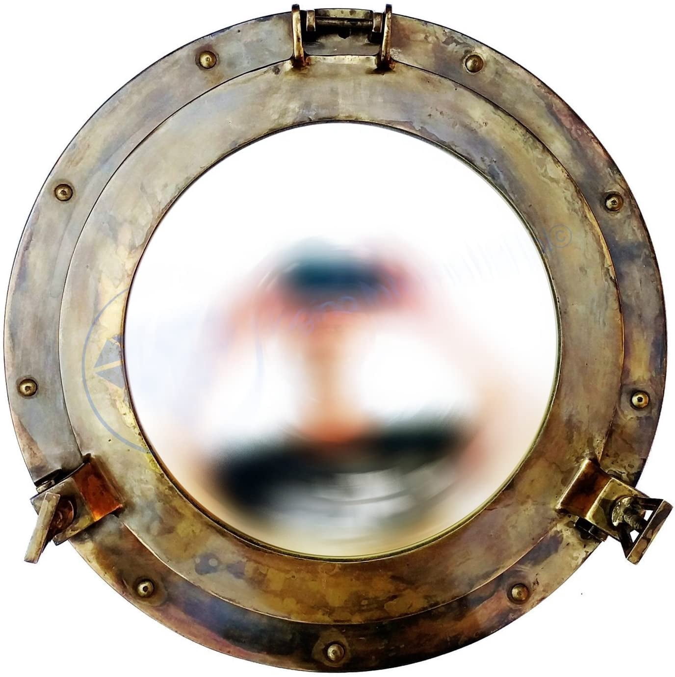 Nagina International 15" Antique Brass Porthole Mirror | Maritime Ship ...