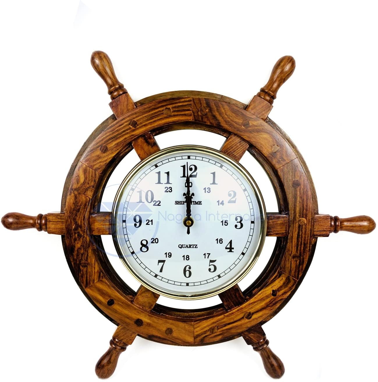 Nagina International 16" Handcrafted Nautical Ship Wheel with 6" Arabic ...
