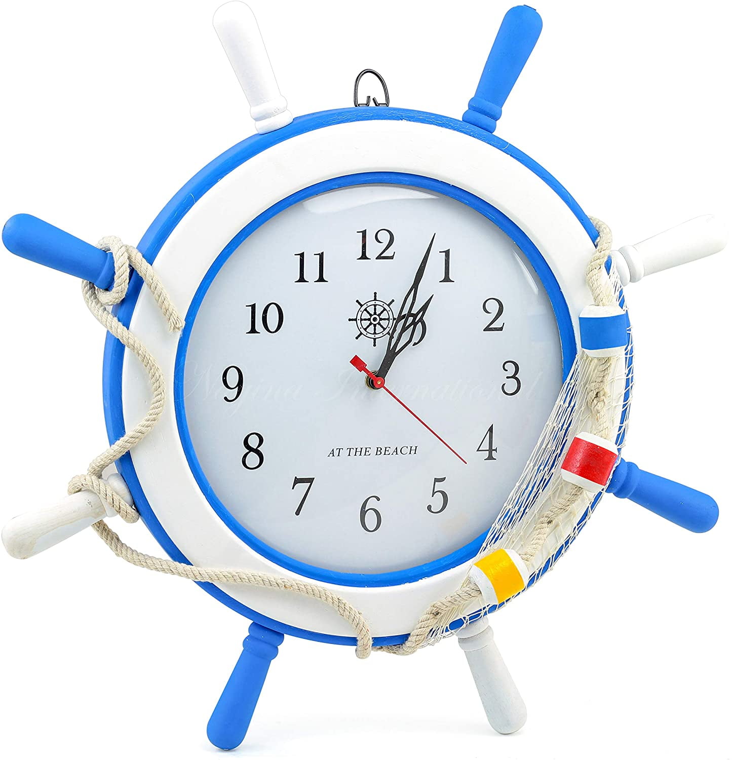 Nagina International 17 Inches Ship Wheel Wall Clock Distressed Wood ...