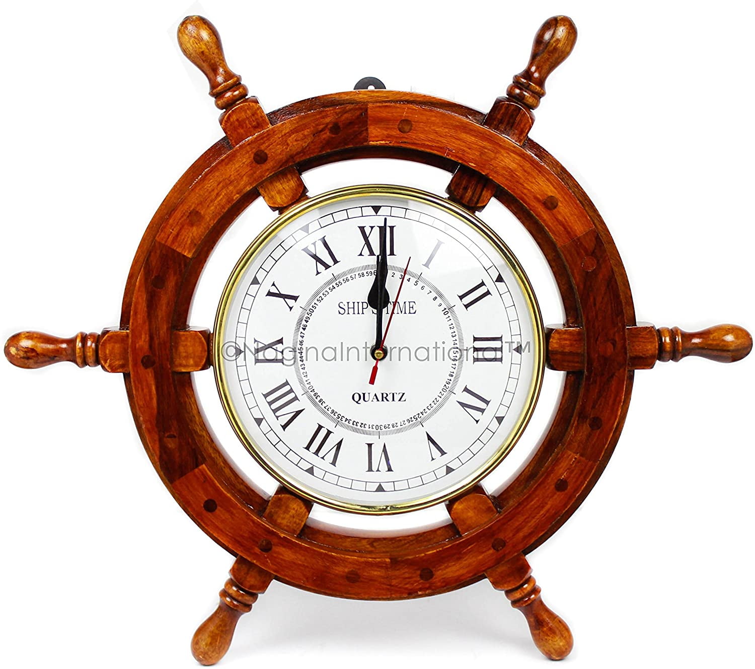 Nagina International 18" Ships Time Nautical Handcrafted Ship Wheel ...