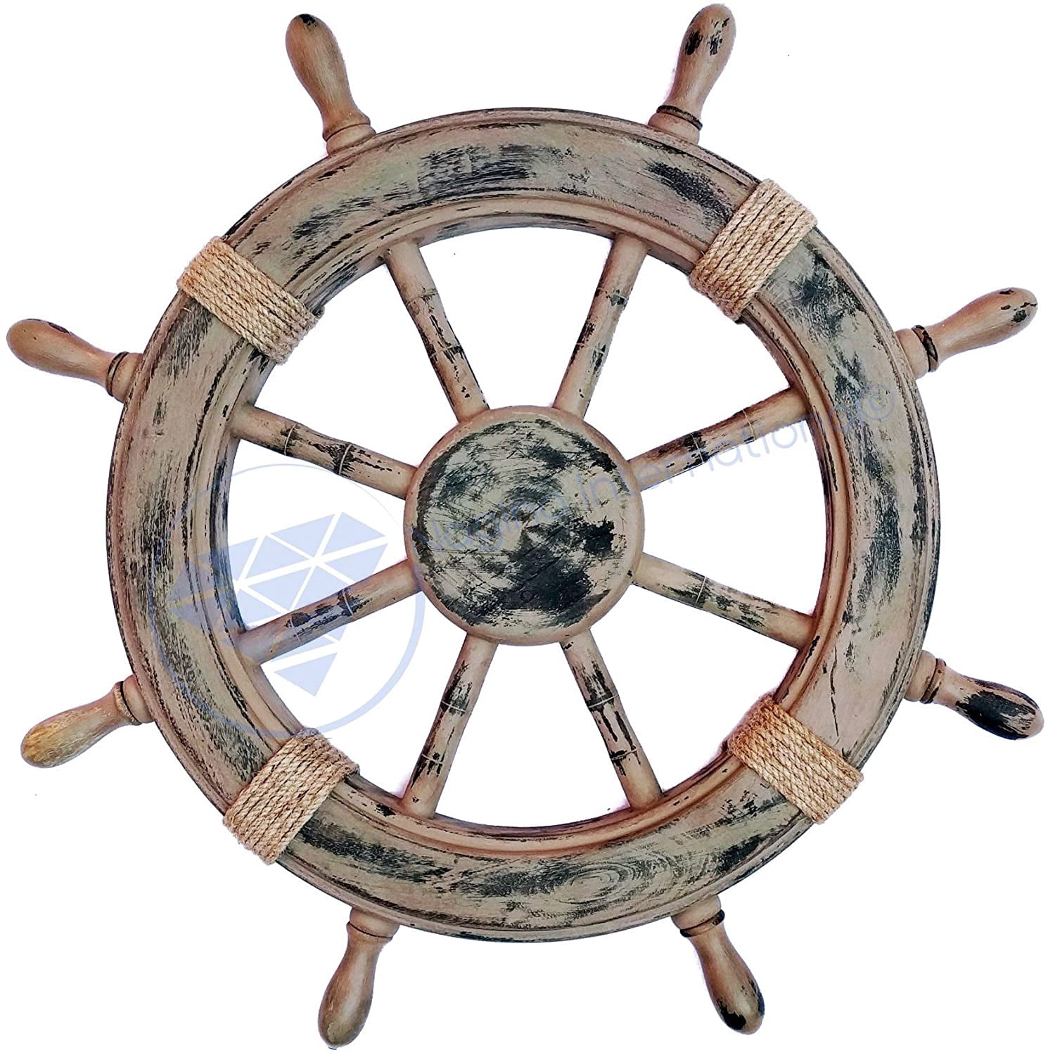 Nagina International 24" Antique Rustic Brown Nautical Ship Wheel ...
